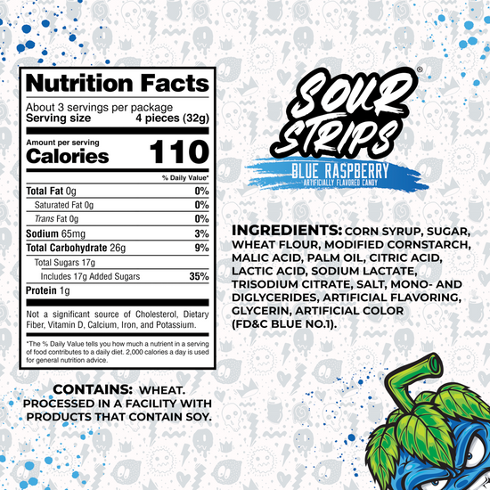 6 Pack Blue Raspberry Sour Strips, Best Actually Sour Chewy Blue ...